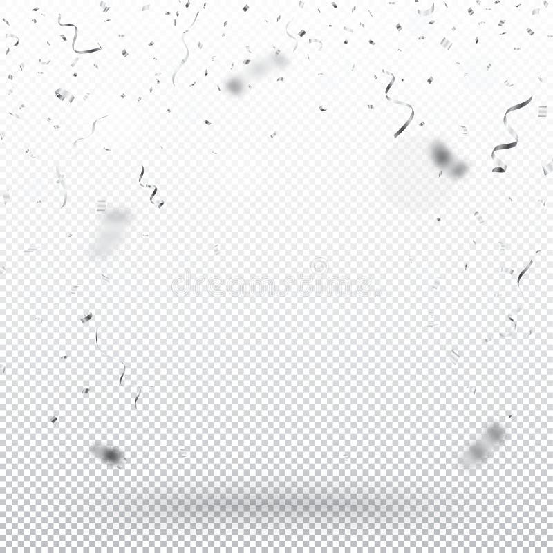 Beautiful Silver Confetti and Ribbon , Isolated on Transparent ...