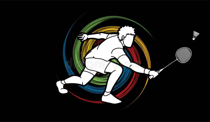 Badminton Player Action Cartoon Graphic Stock Vector - Illustration of ...