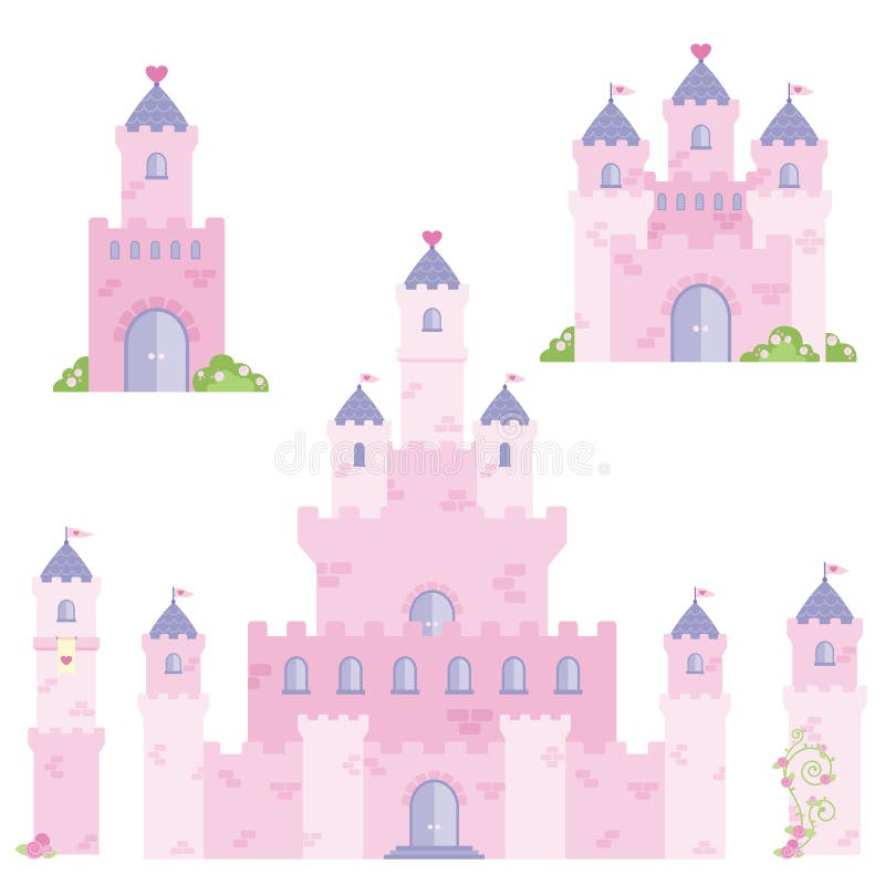Fantasy Pink Castle stock illustration. Illustration of castle - 30818314