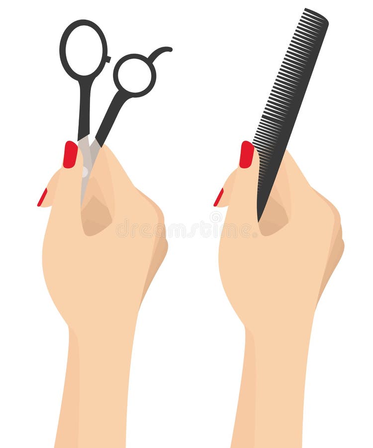 Beautiful Woman Hand Holding Hairdresser Comb and Scissor Close Up ...