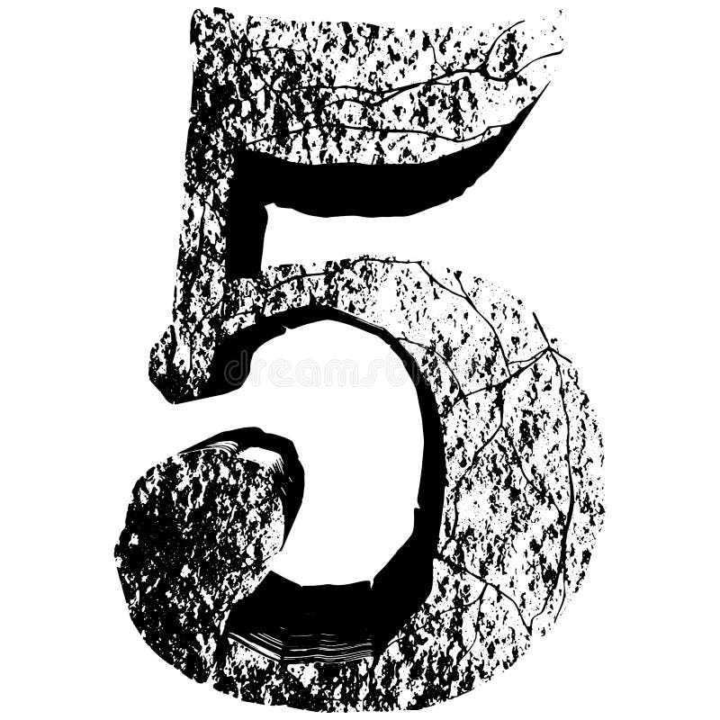 3D Rendering Illustration.Concrete Vector Font.Number 5. Stock Vector ...