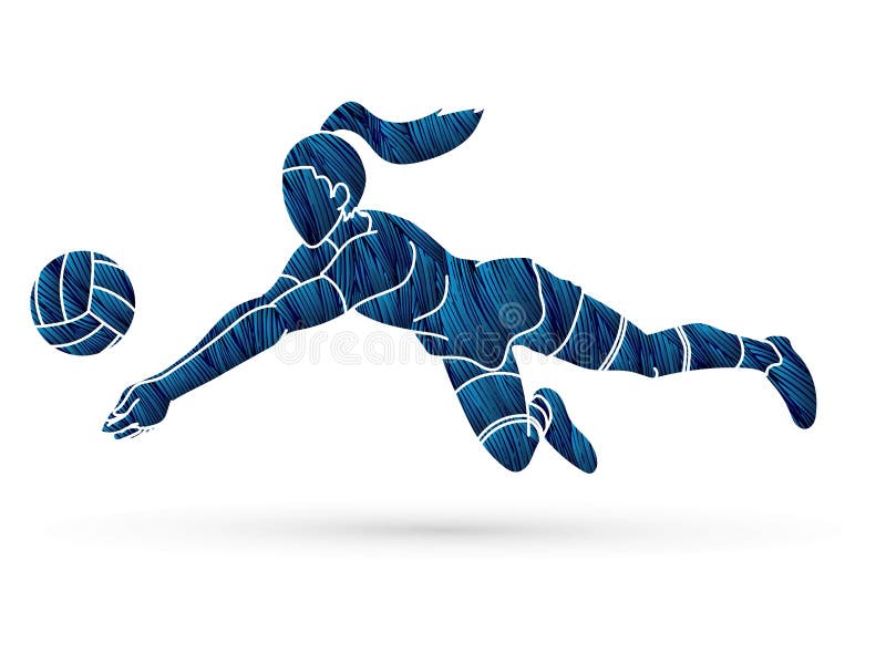Volleyball Player Action Cartoon Graphic Stock Vector - Illustration of ...