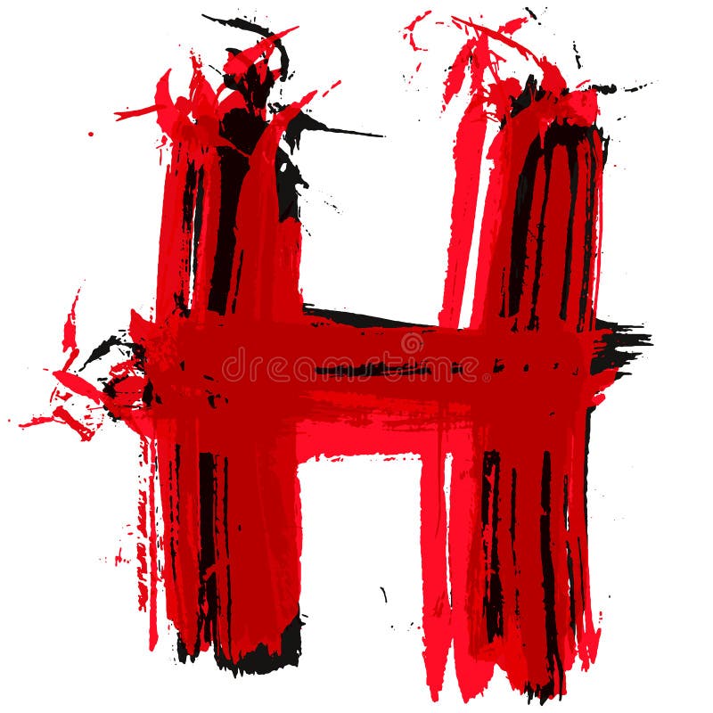 Red and Black Uppercase Letter.Vector Brush Paint Lettering. Stock ...