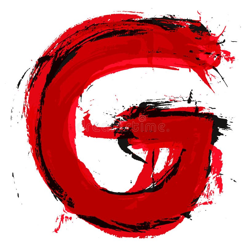 Red and Black Uppercase Letter.Vector Brush Paint Lettering. Stock ...