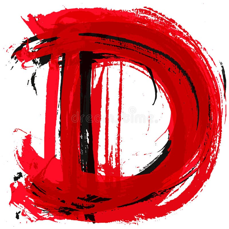 Red and Black Uppercase Letter.Vector Brush Paint Lettering. Stock ...