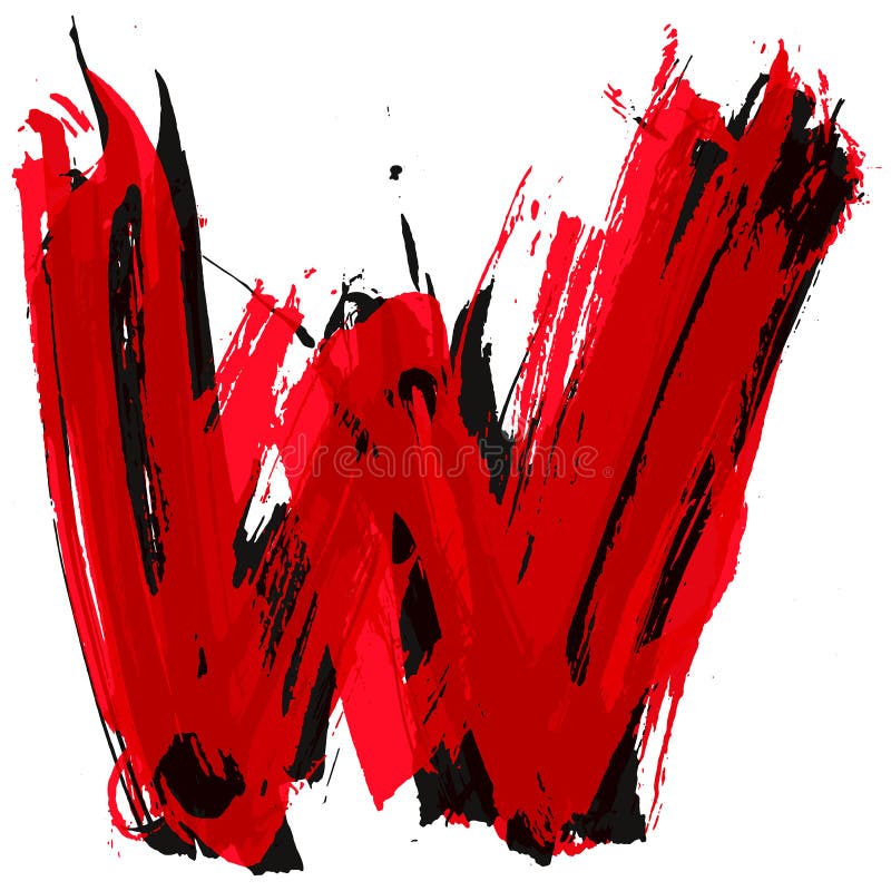 Red and Black Uppercase Letter.Vector Brush Paint Lettering. Stock ...
