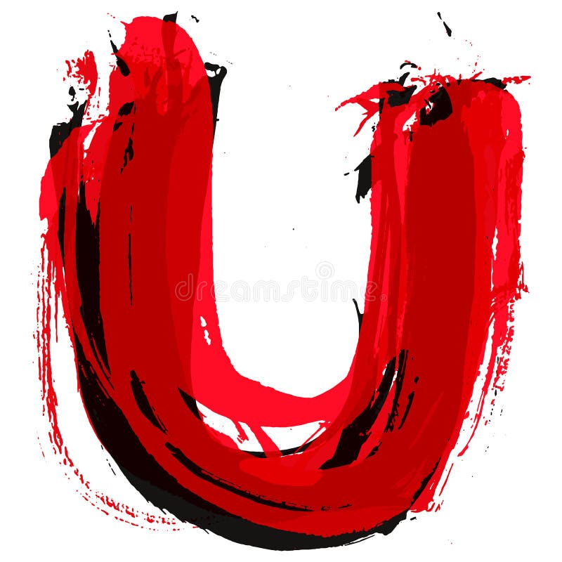 Red and Black Uppercase Letter.Vector Brush Paint Lettering. Stock ...