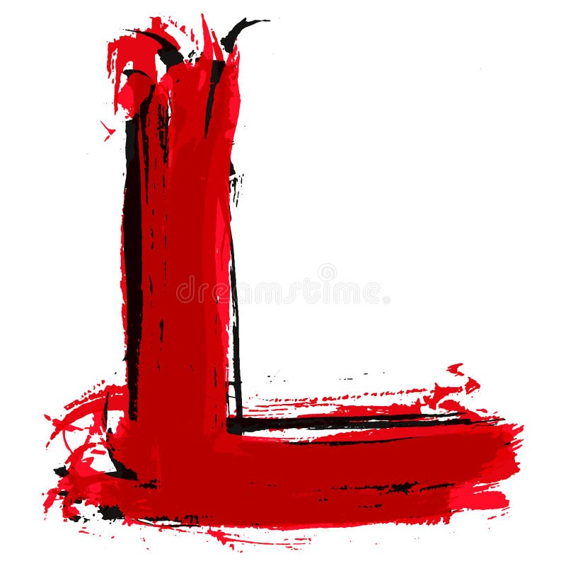 Red and Black Uppercase Letter.Vector Brush Paint Lettering. Stock ...