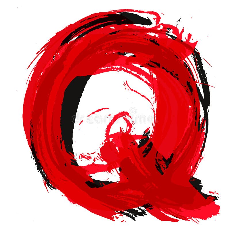 Red And Black Uppercase Letter.Vector Brush Paint Lettering. Stock ...