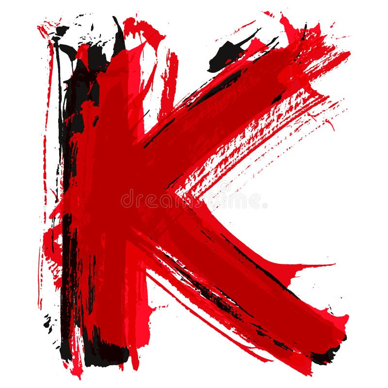 Red and Black Uppercase Letter.Vector Brush Paint Lettering. Stock ...