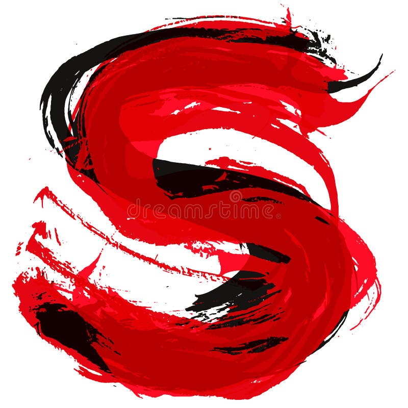 Red and Black Uppercase Letter.Vector Brush Paint Lettering. Stock ...