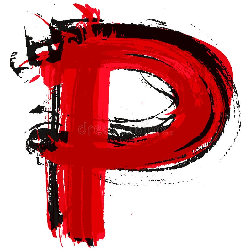 Red and Black Uppercase Letter.Vector Brush Paint Lettering. Stock ...