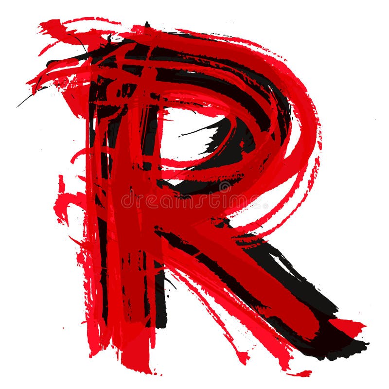 Red and Black Uppercase Letter.Vector Brush Paint Lettering. Stock ...