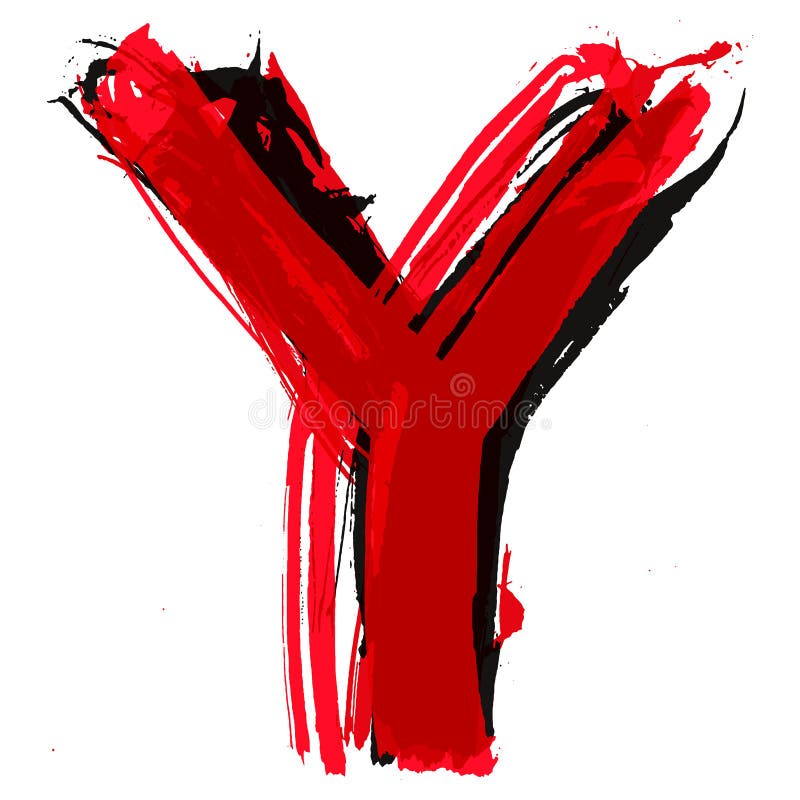 Red and Black Uppercase Letter.Vector Brush Paint Lettering. Stock ...