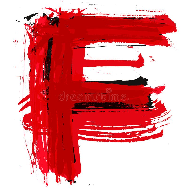 Red and Black Uppercase Letter.Vector Brush Paint Lettering. Stock ...