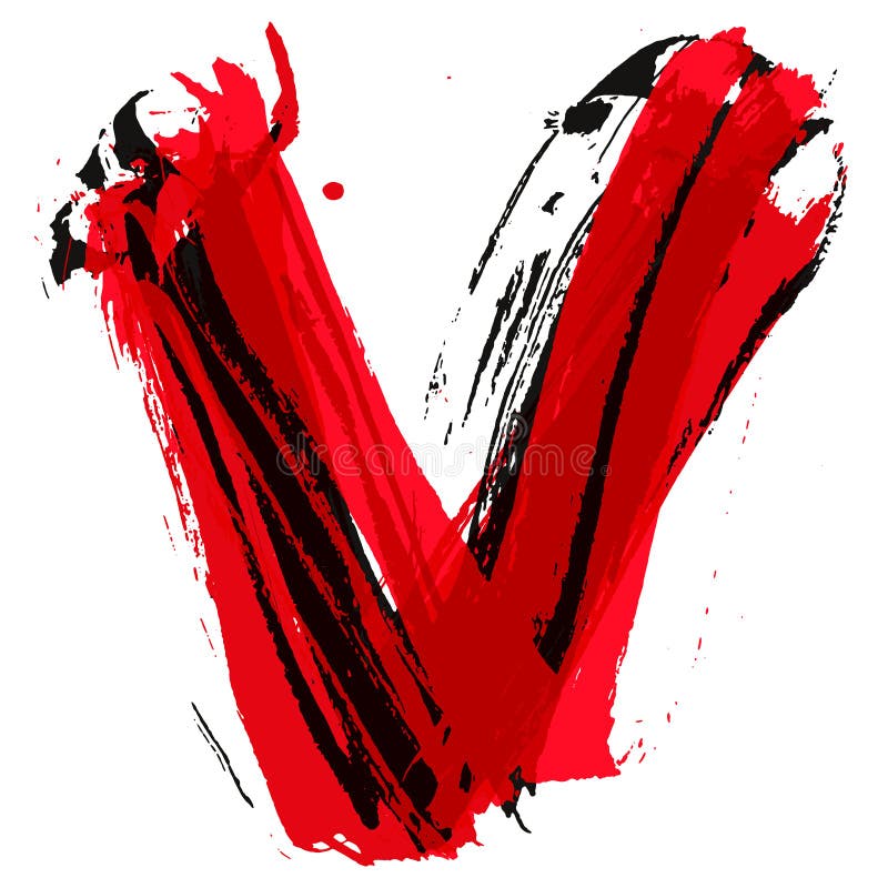 Red and Black Uppercase Letter.Vector Brush Paint Lettering. Stock ...