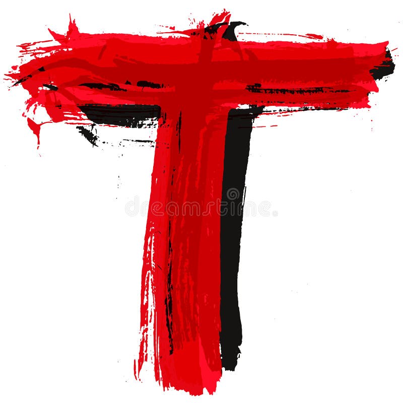 Red and Black Uppercase Letter.Vector Brush Paint Lettering. Stock ...