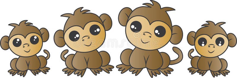 Monkey Family Cute Cartoon Background Stock Vector - Illustration of ...