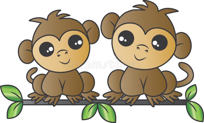 Two Adorable Monkeys in Love Stock Vector - Illustration of love, happy ...