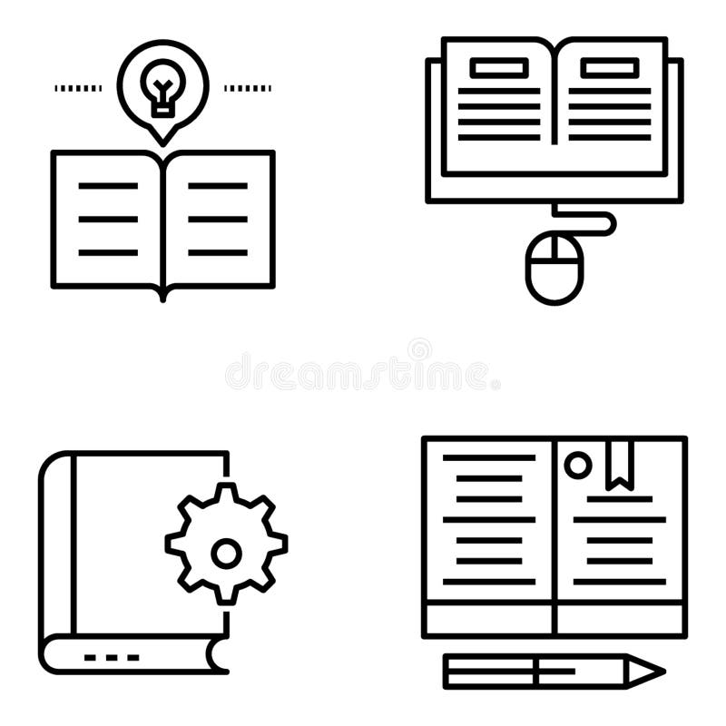 Reading Icons Bundle stock vector. Illustration of vector - 152836349