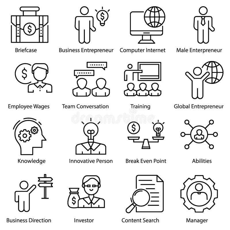 Entrepreneur Icons Set stock vector. Illustration of paper - 152936473