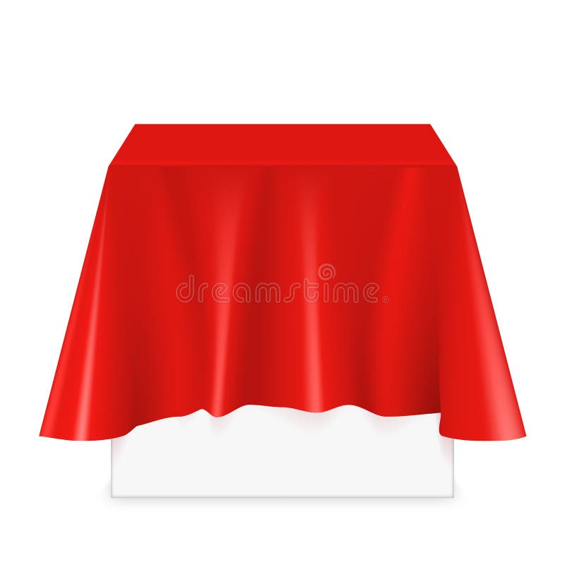 Vector Realistic Square Podium Covered With Red Silk Cloth. Square ...