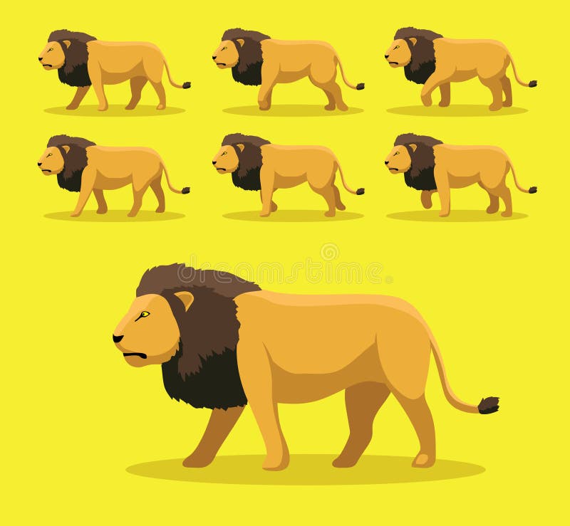 Lion Male Walking Animation Sequence Cartoon Vector Stock Vector ...