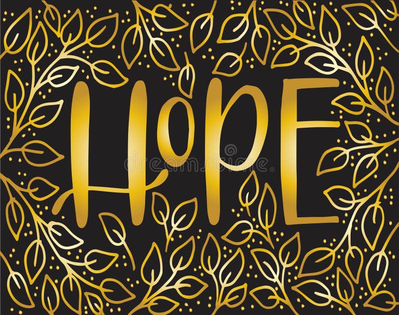 Letter Design - Hope with Leaves Ornament, Vector Illustration Stock ...