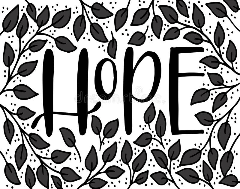 Letter Design - Hope with Leaves Ornament, Vector Illustration Stock ...