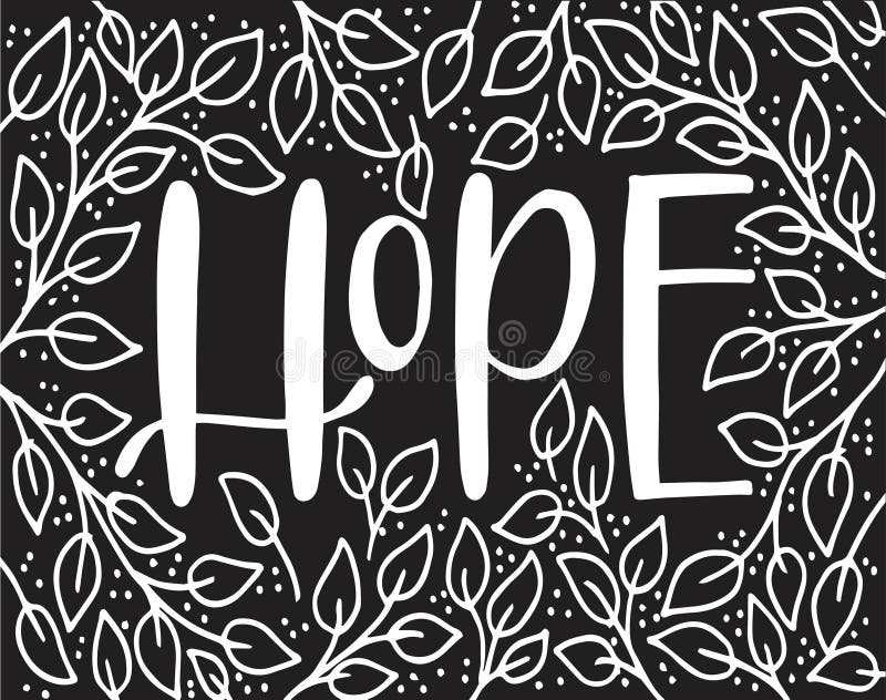 Letter Design - Hope with Leaves Ornament, Vector Illustration Stock ...