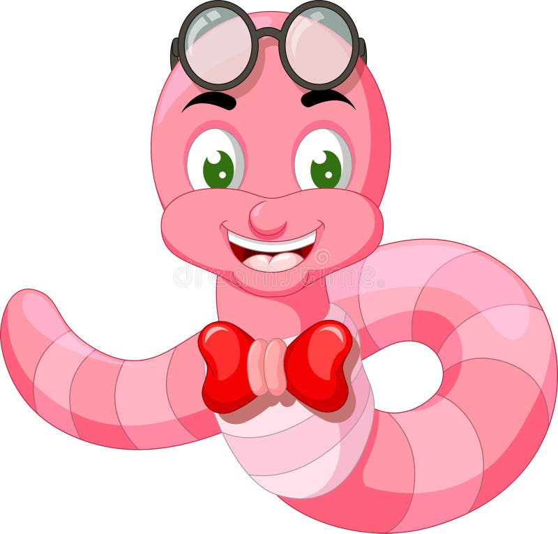 Funny Pink Worm with Glases Cartoon Stock Illustration - Illustration ...