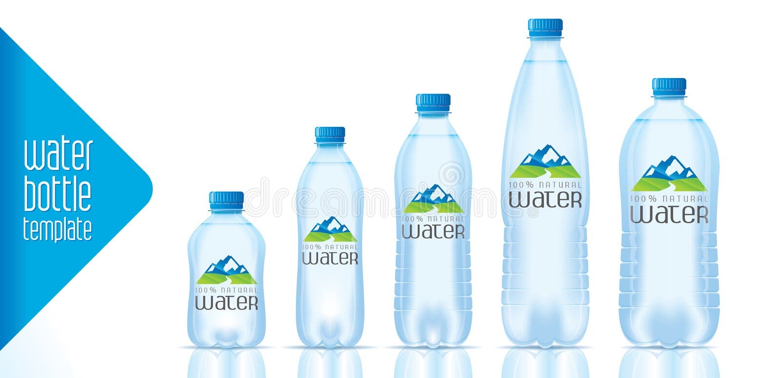 Vector Water Bottle Template and Ready Label Design Stock Vector ...