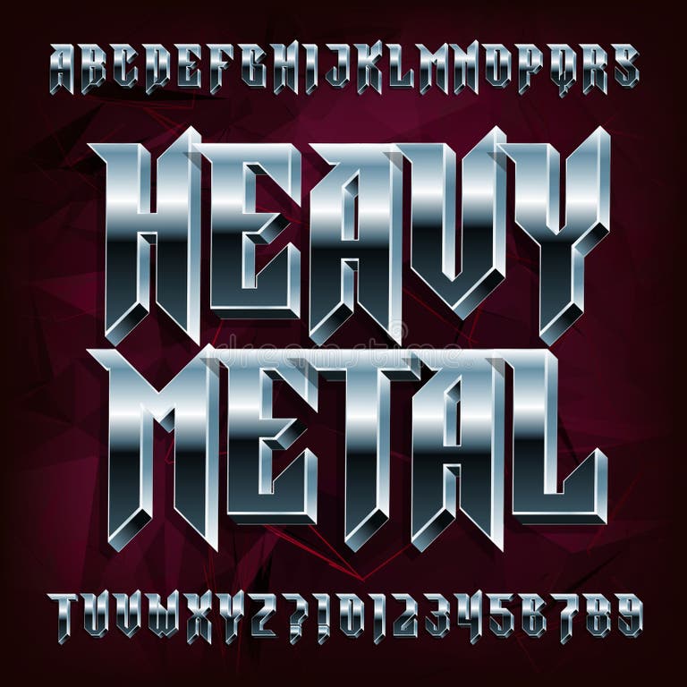 3D Heavy Metal Alphabet Font. Metal Effect Letters and Numbers Stock ...