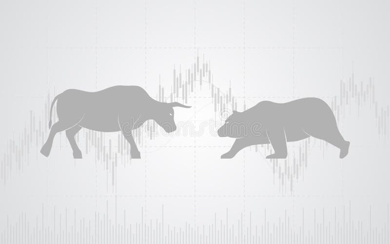 Flat Icon Design of Abstract Financial Chart with Bulls and Bear in ...