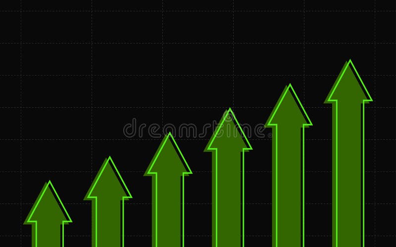 Abstract Financial Chart with Green Color Arrow Graph Go Up on Black ...