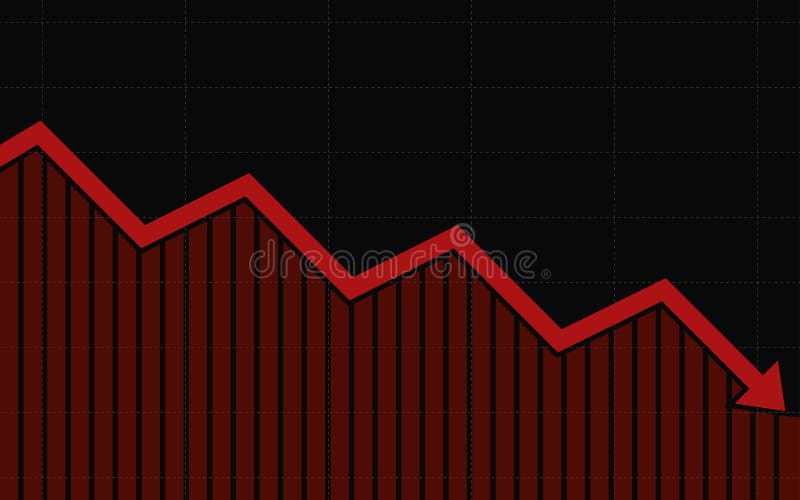Stock Market Crash of Red Arrow Graph Going Down into Recession ... Stock Market Crash of Red Arrow Graph Going Down into Recession ...