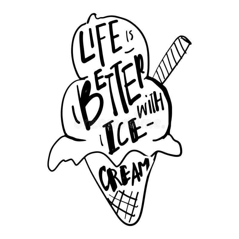 Ice Cream Hand Lettering Quote for Your Design Stock Vector ...