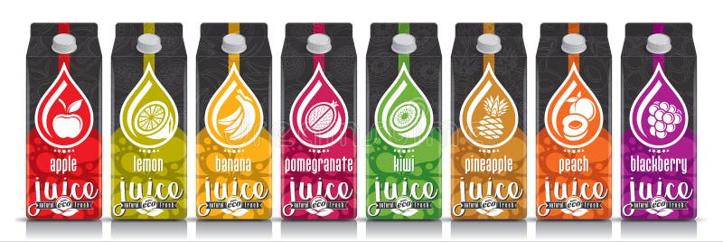 Ready Design Vector Juice, Fruit Package Set Stock Vector ...