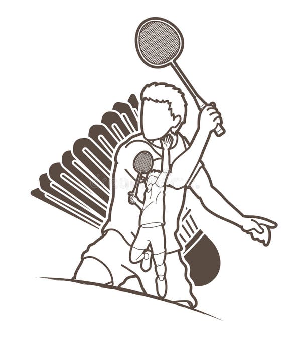 Badminton Player Action Cartoon Graphic Stock Vector - Illustration of ...