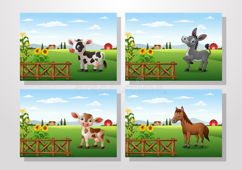 Farm Animal Collection Set on White Background Stock Illustration ...