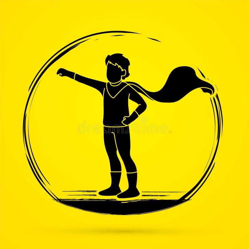 Little Boy Super Hero Action Cartoon Graphic Stock Vector ...