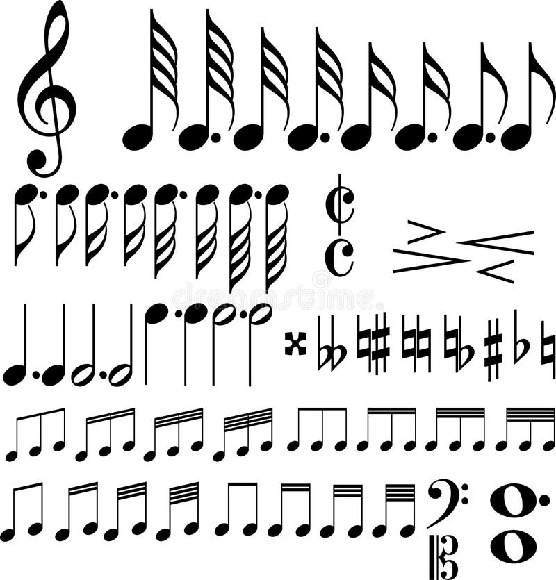 Isolated Music Signs Symbols Stock Vector - Illustration of black ...