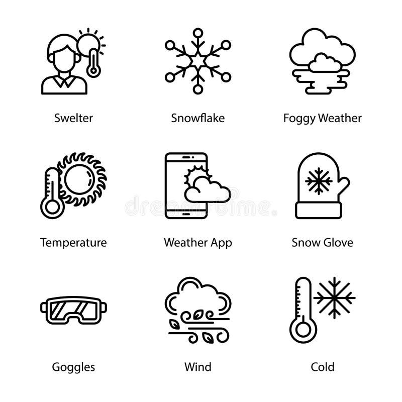 Weather Climate Line Icons Pack Stock Vector - Illustration of ...
