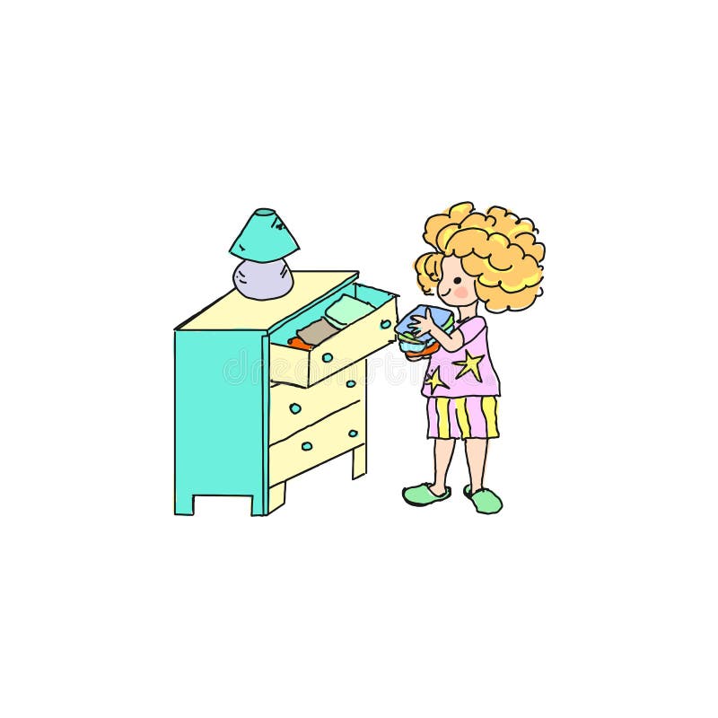 Kids Ginger Baby Girl daily Activity Chore Routine Cartoon Illustration ...