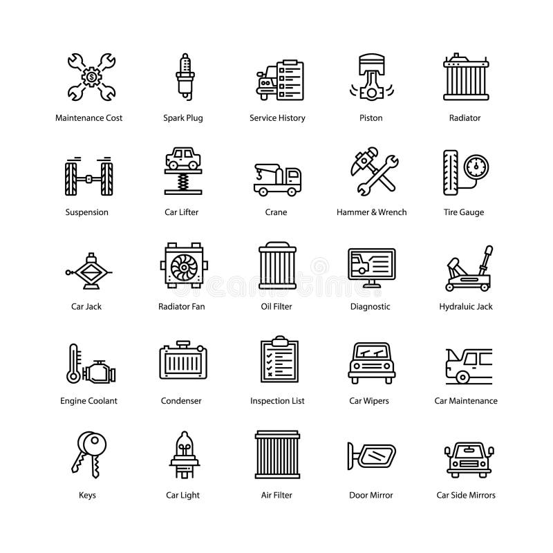 Car Service Icons Pack stock vector. Illustration of maintenance ...
