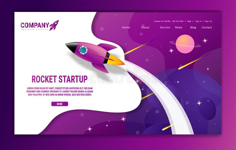 Startup Business Idea Concept. Rocket Ship in a Flat Vector Stock ...