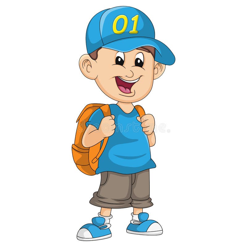School Boys Carry Bags Cartoon Vector Illustration Stock Vector ...