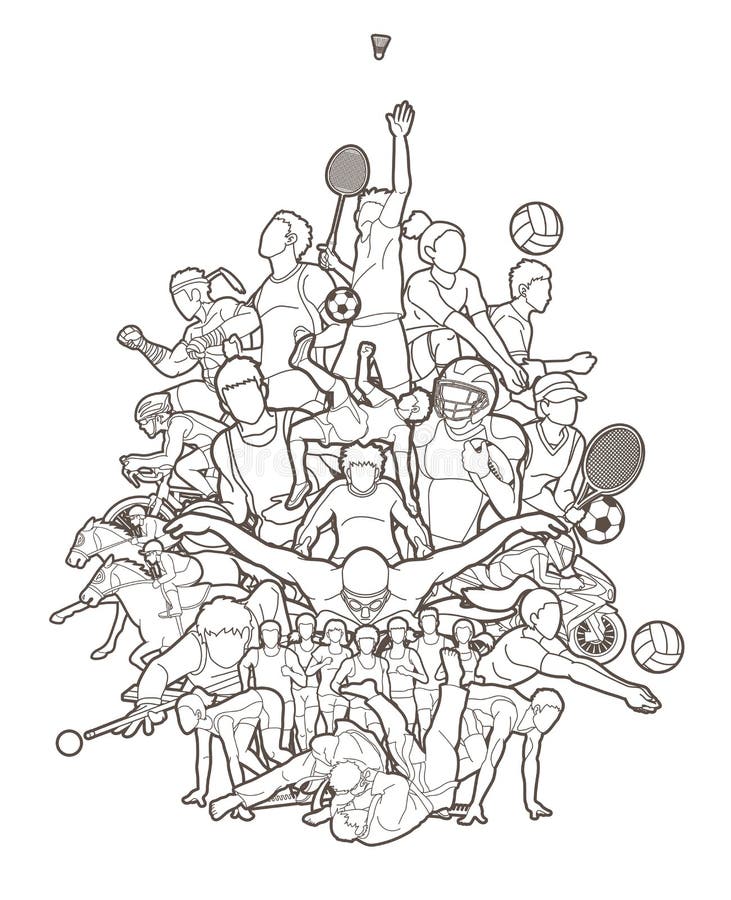 Sport Players, Different Sports , Sport Mix Action Cartoon Graphic ...
