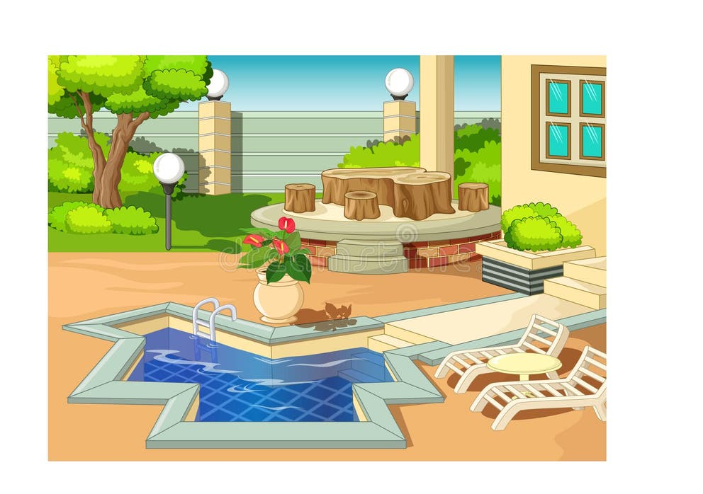 Garden Pool Cartoon Kids Stock Illustrations – 195 Garden Pool Cartoon ...