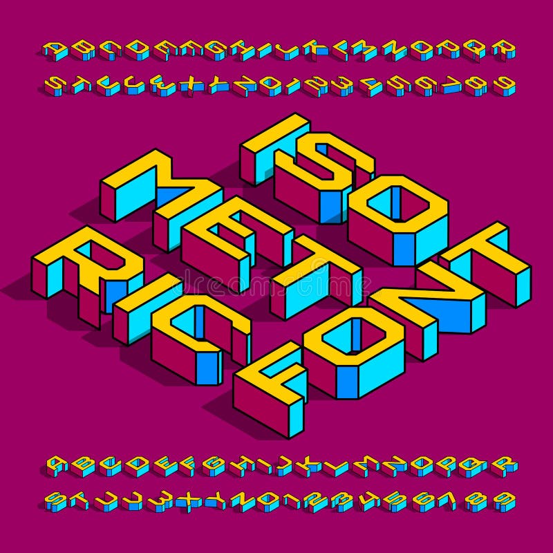 Isometric Alphabet Font. 3d Effect Simple Geometric Letters, Numbers ...